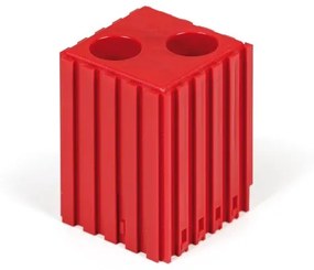 Plastový box na nářadí s válcovou stopkou D18, modul 5x5, 2 dutiny, červená