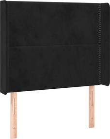 Čelo postele typu ušák černé 93x16x118/128 cm samet 3119478