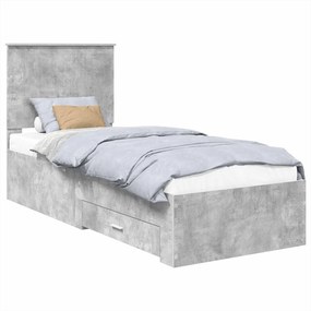 Rám postele se zásuvkou Betonově šedá a stříbrná 70 x 190 cm 3411371