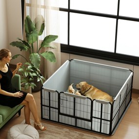 PawHut Cvičební Box pro Štěňata, Box se Zámkem, Oxford 600D Tkanina, Pratelná Podložka, Ohrádka pro Psy, Ocel, 122 x 60 cm, Černá