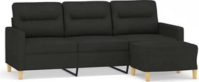 3místná pohovka s podnožkou černá 180 cm textil 3201077