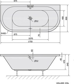 Polysan Viva D 175 x 80 cm vana obdélníková akrylátová 89119