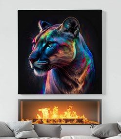 Obraz na plátně - barevná puma (černý panter) FeelHappy.cz Velikost obrazu: 100 x 100 cm