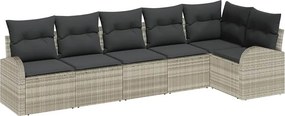 Sada zahradních pohovek 6 pcs Světle šedá Poly ratan 3346062