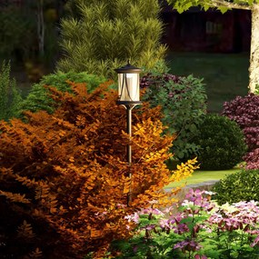 Solární pouliční lampa LED Outsunny, IP44, ABS, 17W x 17D x 127H cm, se studeným bílým světlem LED, světelný senzor, vodotěsná, pro venkovní použití,…