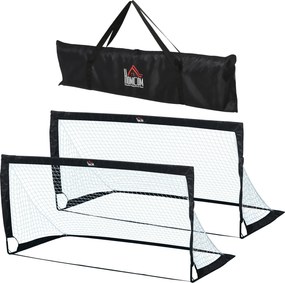 HOMCOM Fotbalová branka 2 ks skládací 183 x 90 x 90 cm s nosným pouzdrem, voděodolné fotbalové branky pro dospělé, ideální pro zahradní trénink a voln