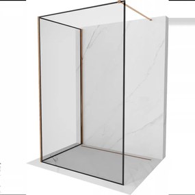 Mexen Kioto sprchová stěna Walk-in 140 x 90 cm, černý vzor, růžové zlato - 800-140-212-60-70-090