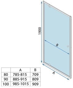 Jednokřídlé sprchové dveře REA PRIMO SWING 100 cm pro instalaci do niky, chrom/transparent - bez vaničky