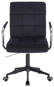 LuxuryForm Židle VERONA VELUR na černé podstavě s kolečky - černá