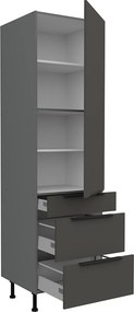 ARIA pi | vysoká skříňka 60 DKS-215 3S1F potravinová | UNI DVÍŘKA | 60 cm | PREMIUM BOX | antracit/šedá grafit