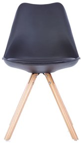 Židle s polstrovaným podsedákem z koženky - černá matná