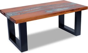 Konferenční stolek, teak a pryskyřice 100x50 cm 243467