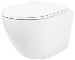 Rea Carlo Mini, závěsná WC mísa 490x365x370mm, Rimless Tornado NF + toaletní WC sedátko, bílá lesklá, REA-C1260