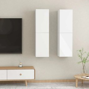 vidaXL TV stolky 2 ks 30,5x30x110 cm kompozitní dřevo [826681] Barva: bílá s vysokým leskem