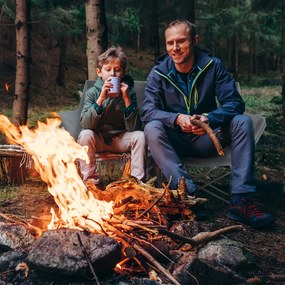 Skládací židle 2místná skládací kempingová židle s područkami boční kapsa nosnost do 240 kg šedá