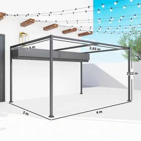 Outsunny pergola 4x3m zahradní pavilon, ocelové zastřešení terasy, zahradní pavilon s nastavitelnou střechou, volně stojící, ochrana před sluncem pro…