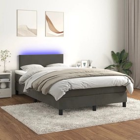Box spring postel s matrací a LED tmavě šedá 120x200 cm samet 3134274