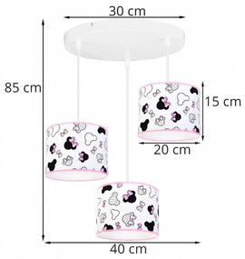 Dětské závěsné svítidlo Minnie, 3x textilní stínítko se vzorem,