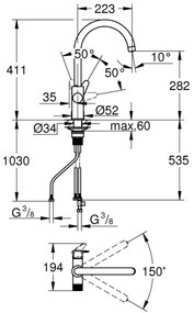 GROHE 30592000 - Dřezová baterie BLUE PURE StartCurve 411 mm lesklý chrom