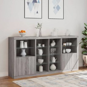 Příborník s LED osvětlením šedý sonoma 202 x 37 x 100 cm 3209189