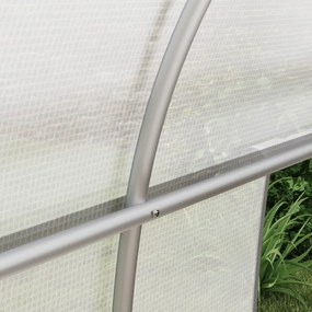 Outsunny Tunelový Skleník 24 m² s PE Krytem a Pozinkovaným Ocelovým Rámem Ø 24 mm 12 Zelených Oken a Rolovacích Dveří 8 x 3 x 2 m Bílá | Aosom
