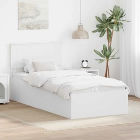 Rám postele s čelo Bílá 90 x 190 cm Kompozitní dřevo 3408704