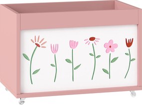 AIYAPLAY hrací box na hračky, úložný box s kolečky a brzdami, 34,5 l otevřený box na hračky s květinovým vzorem, 50 x 30 x 33,5 cm