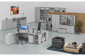 Kombinovaná kancelářská skříň PRIMO GRAY, 1087 x 400 x 420 mm, šedá