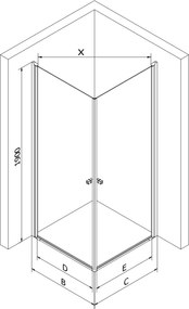 Mexen Pretoria Duo, sprchový kout se 2-křídlými dveřmi 80 (dveře) x 80 (dveře) cm, 6mm čiré sklo, chromový profil + sprchová vanička, 852-080-080-01-02-4010