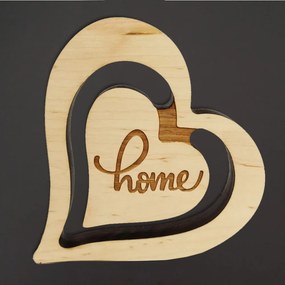 AMADEA Dřevěná dekorace srdce dvojité Home, masivní dřevo, velikost 15 cm