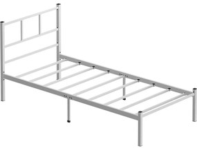 Kovová jednolůžková postel ROVAN 90x200 cm bílá nosnost 120 kg