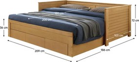 Rozkládací postel 90/180x200, dub, GORETA Kondela 0000240360
