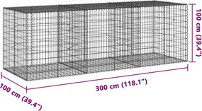 Gabionový koš s víkem 300 x 100 x 100 cm pozinkované železo 3295194