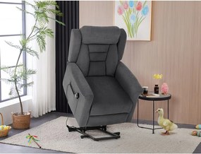 Autronic Relaxační křeslo ELECTRO s elektrickým ovládáním a pomocí při vstávání - šedá látka
