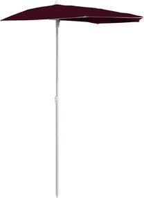 Zahradní půlkruhový slunečník s tyčí 180 x 90 cm bordó 315563