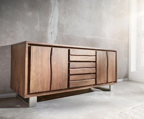 Komoda Live Edge 172 cm akácie hnědá 3 zásuvky 4 dvířka