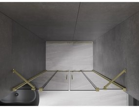 Mexen Velar Duo, posuvné sprchové dveře do otvoru 160 cm, 8mm šedé sklo, zlatá matná, 871-160-000-42-55