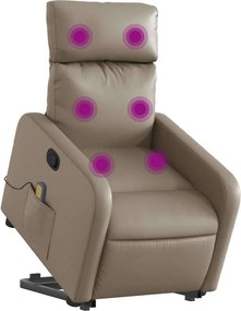 Zvedací masážní polohovací křeslo cappuccino umělá kůže 3206762