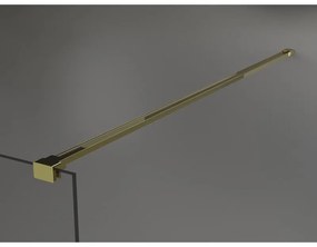 Mexen Kioto, průchozí sprchová zástěna 100 x 200 cm, 8mm čiré sklo/námraza, 2x zlatá stabilizační rozpěra, 800-100-002-50-35
