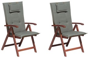 Sada 6 dřevěných zahradních židlí s šedými polštáři TOSCANA Beliani