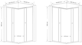 Aqualine Agga sprchová zástěna obdélníková 80 x 70 x 185 cm posuvné chrom čiré sklo HLF708Y