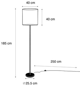 Stojací lampa černá s sametovým stínidlem bronz 40 cm - Simplo