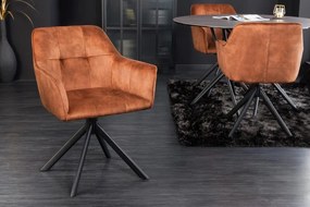 Noble Home Měděně hnědá sametová otočná židle Loft