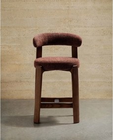 Hnědá/v tmavě přírodní barvě barová židle z jasanového dřeva (výška sedáku 65 cm) Granite – Kave Home