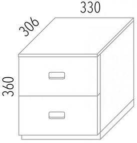 Domestav - DOMINO Skříň zásuvková 2 zásuvky hloubka 306 buk cink, olejovaný