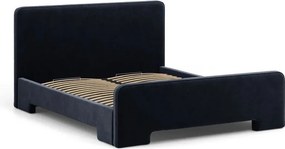 Tmavě modrá čalouněná dvoulůžková postel s roštem 180x200 cm Eda – Micadoni