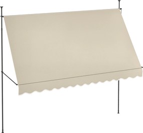 Outsunny Samonosná manuální markýza - sklopná sluneční ochrana 3,5L x 1,2W x 2,1-3H m - Nastavitelný sklon pro balkon bez vrtání - Hliník a polyester