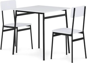 Jídelní set POLINA — 2+1, kov, MDF, černá / bílá