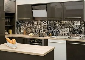DIMEX | Fototapeta do kuchyně Číslice KI-260-077 | 260 x 60 cm | béžová, černá, šedá