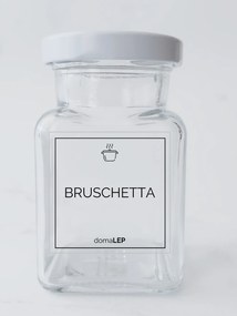 Samolepka na kořenky BRUSCHETTA průhledná  5 × 5 cm základní písmo